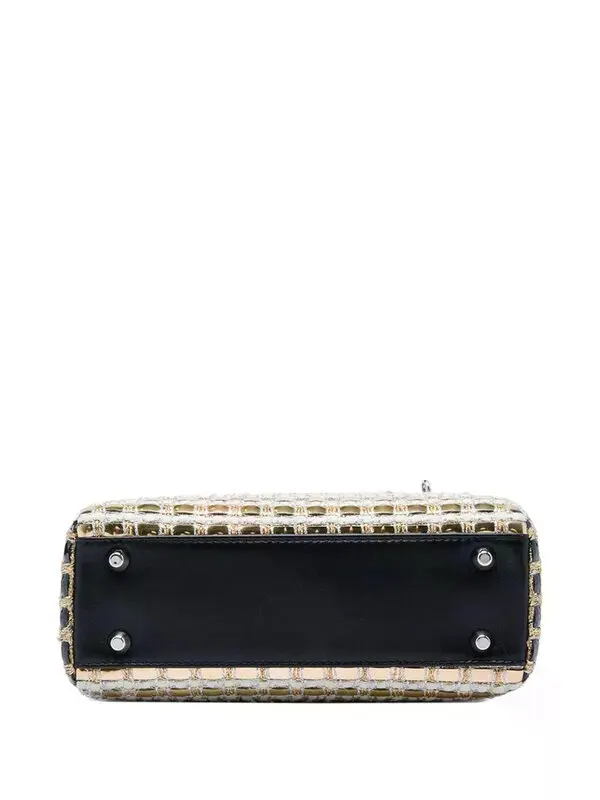 Dior 2015 Mini Metallic Leather Woven Tweed Lady Satchel