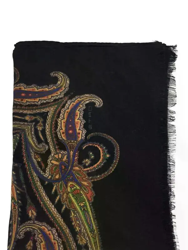 Etro Wool, Cashmere And Silk Scarf With Paisley Motif