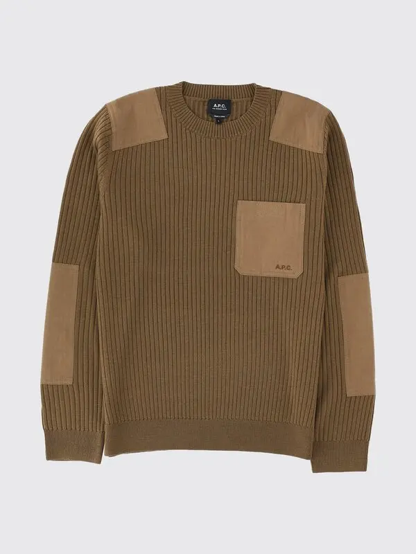 A.p.c. Virgin Wool Crewneck Jumper With Patches And Ribbed Trims