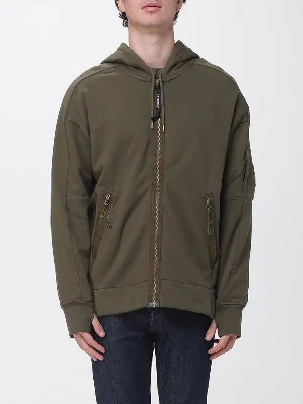 C.P. COMPANY Relaxed Fit Cotton Hoodie - Olive