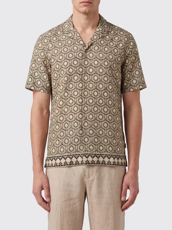 Orlebar Brown Printed Lyocell Bowling Shirt With Cuban Collar - Beige