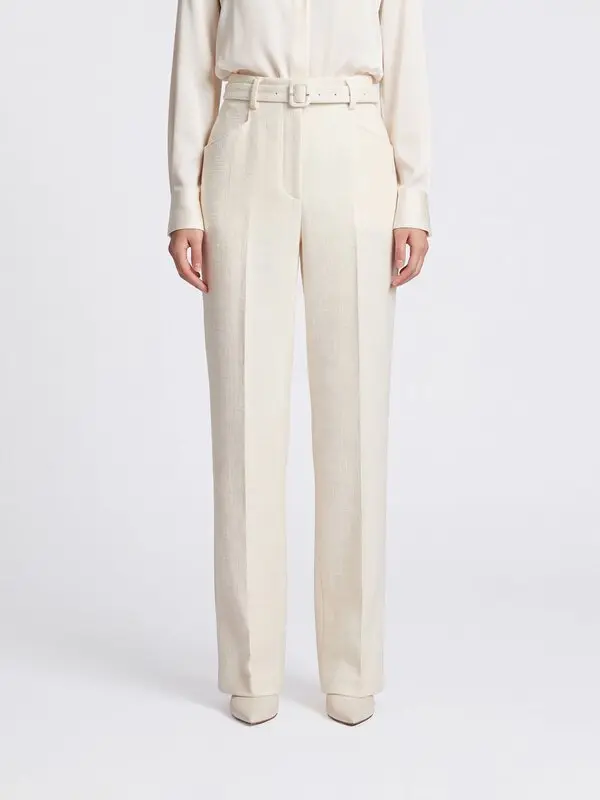 Gabriela Hearst Norman High-waisted Straight Trousers In Silk And Virgin Wool - Ivory