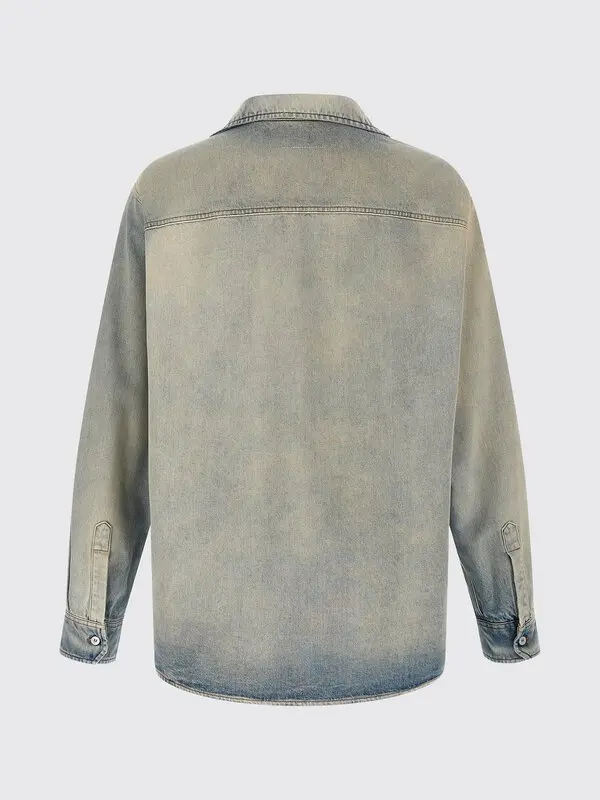 MAISON MARGIELA Distressed Effect Cotton Denim Shirt With Patch Pocket