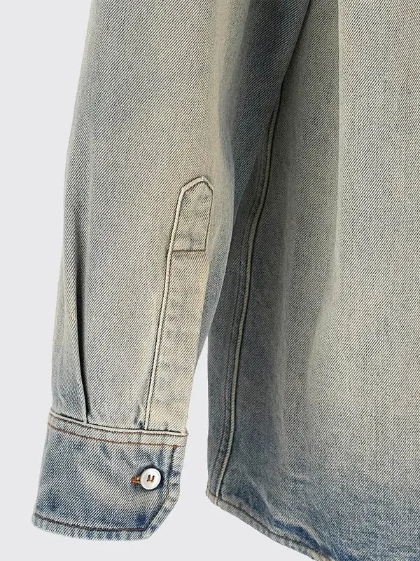 MAISON MARGIELA Distressed Effect Cotton Denim Shirt With Patch Pocket
