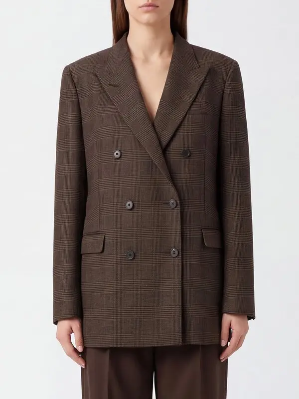 Tagliatore Relaxed Fit Double-breasted Tartan Blazer In Virgin Wool - Brown