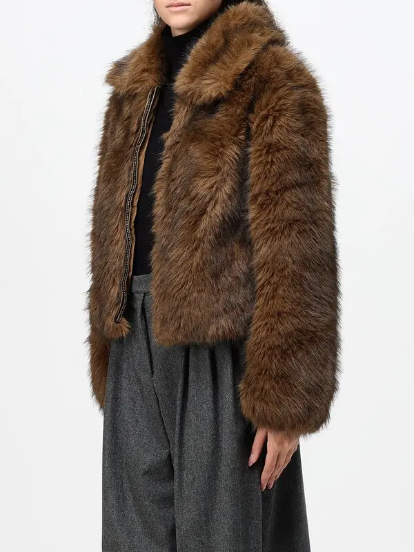 CANADIAN Laney Faux Fur Jacket With Classic Collar And Elasticated Hem - Brown