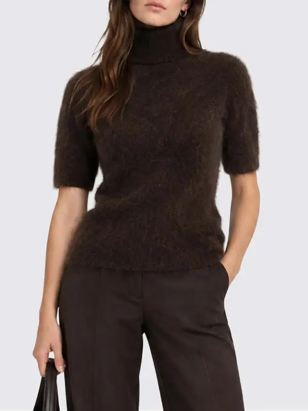Seventy Short-sleeved Turtleneck Jumper In Pure Cashmere - Dark