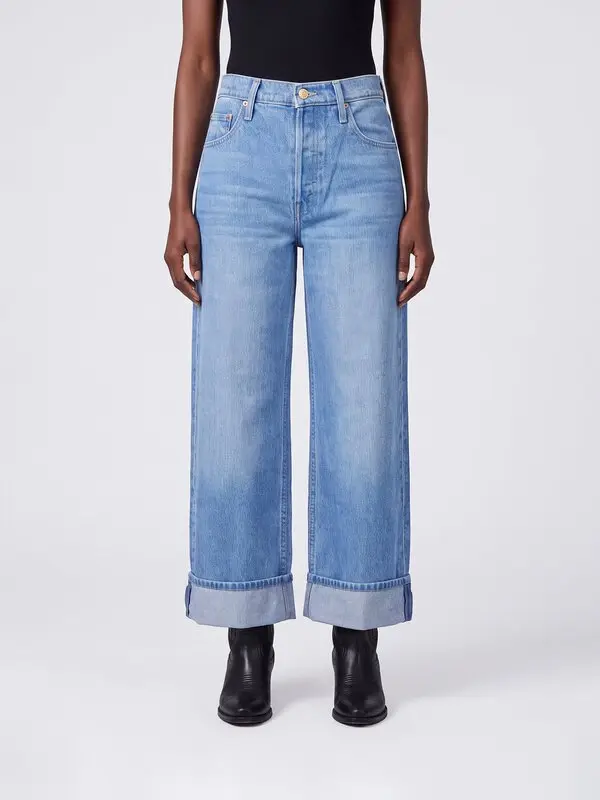 MOTHER Mid-rise Wide-leg Cropped Denim Jeans - Blue