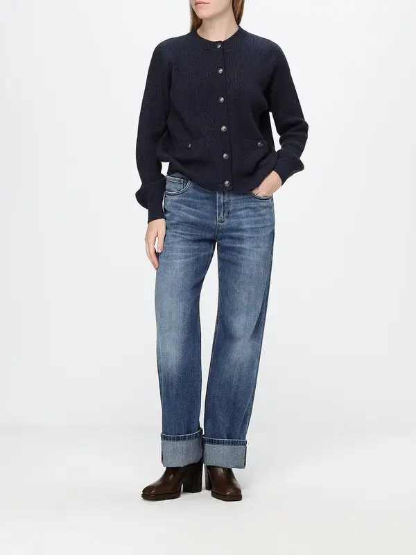 Brunello Cucinelli Crewneck Cashmere Cardigan With Patch Pockets