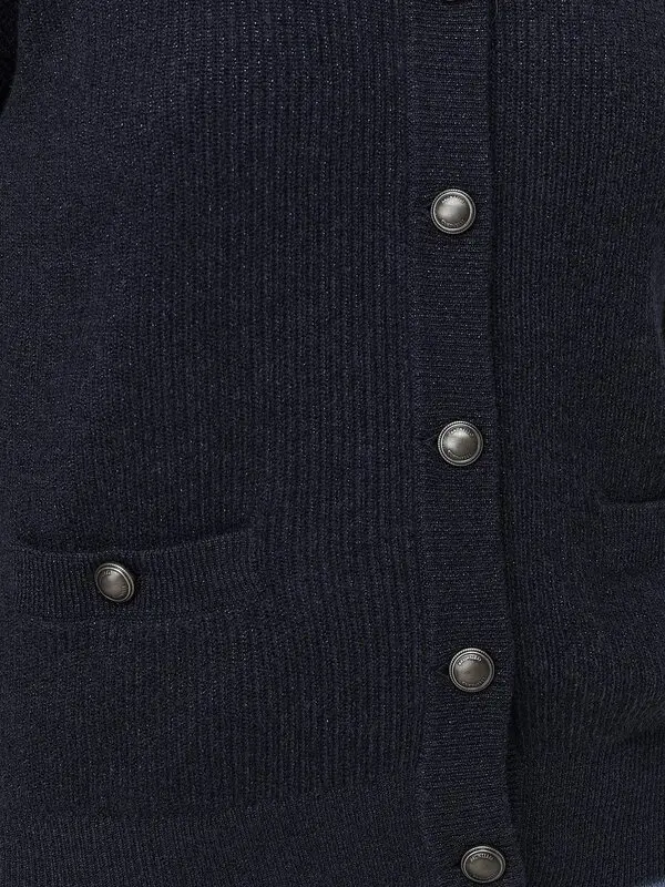 Brunello Cucinelli Crewneck Cashmere Cardigan With Patch Pockets