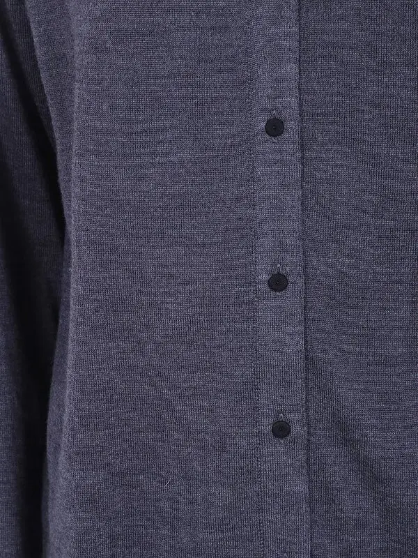 SEMICOUTURE Pure Virgin Wool Cardigan With V-neck And Ribbed Trims