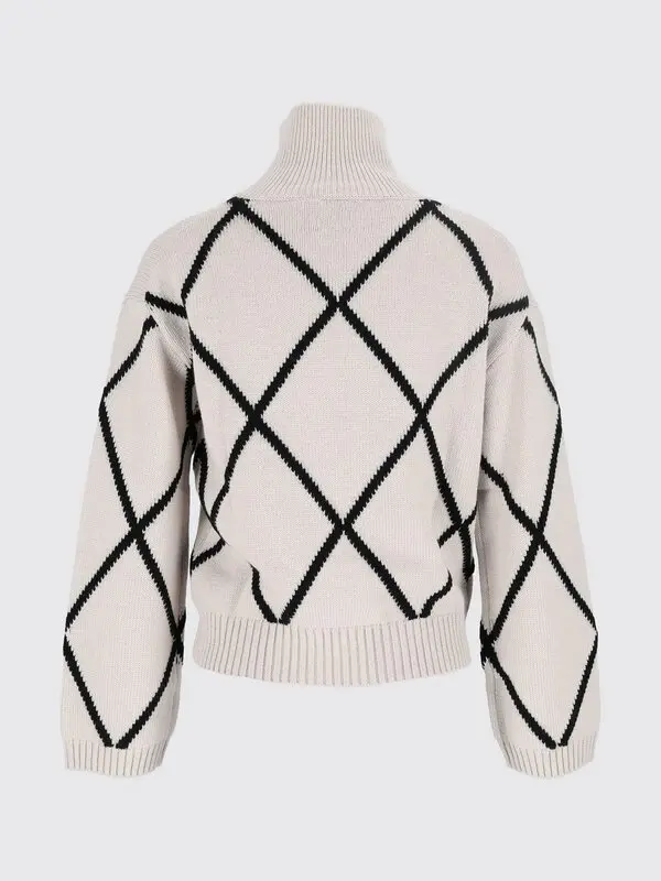 ALLUDE Argyle Virgin Wool And Cashmere Blend Turtleneck With Dropped Shoulders