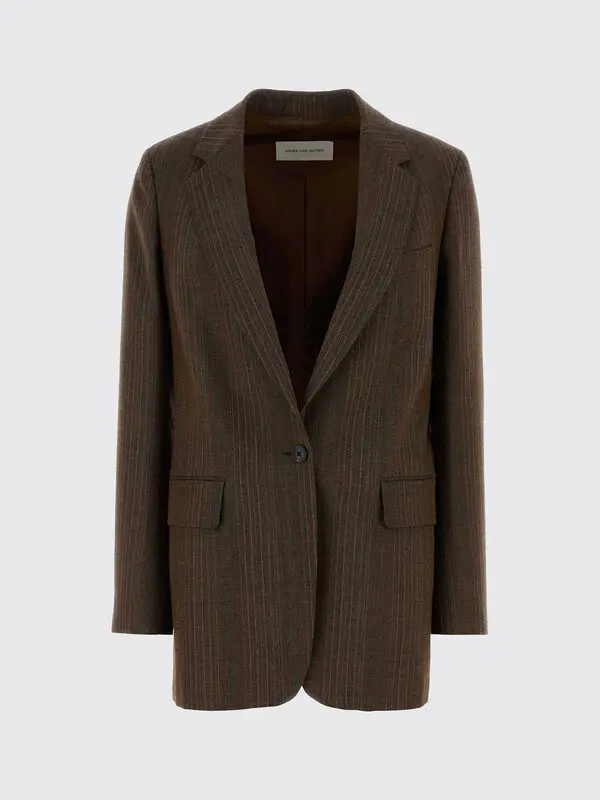 Dries Van Noten Striped Relaxed Fit Pure Wool Blazer