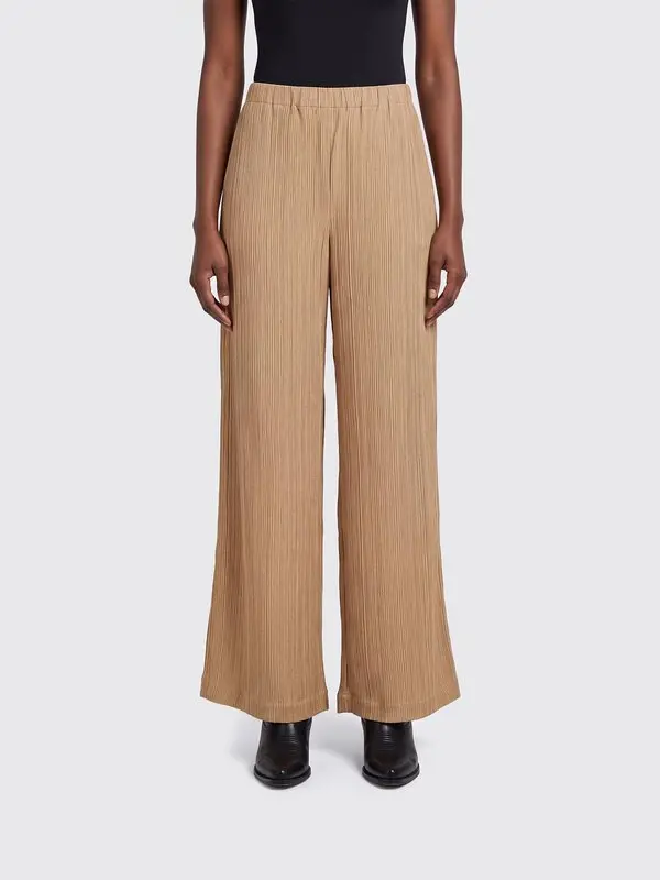 120% Lino Pleated Wide-leg Virgin Wool Blend Trousers - Beige