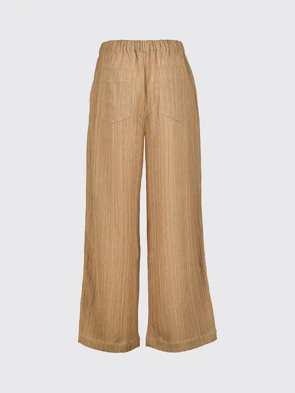 120% Lino Pleated Wide-leg Virgin Wool Blend Trousers - Beige