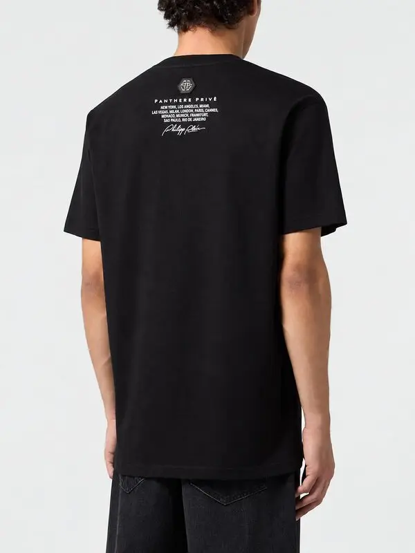 Philipp Plein Skull Print Cotton T-shirt With Rhinestone Embellishments - Black