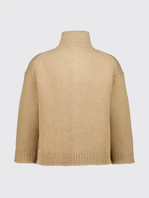 Commas 100% Wool Turtleneck Cardigan With Dropped Shoulders And Patch Pockets
