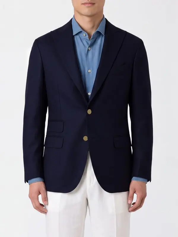 Boglioli Single-breasted Two-button Blazer In 100% Virgin Wool With Flap Pockets - Blue