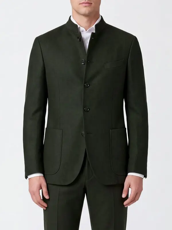 Boglioli Single-breasted Wool Blazer With Classic Collar And Patch Pockets - Green