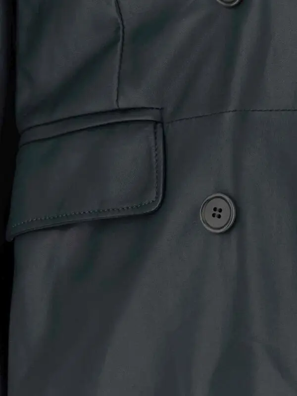 SALVATORE SANTORO Double-breasted Leather Blazer With Peak Lapels