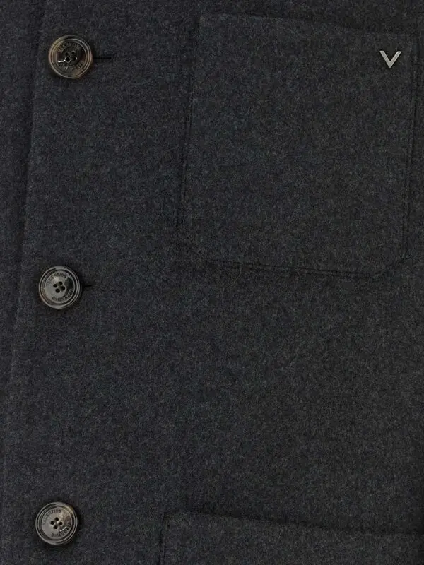 Valentino Garavani Single-breasted Short Wool Coat - Grey