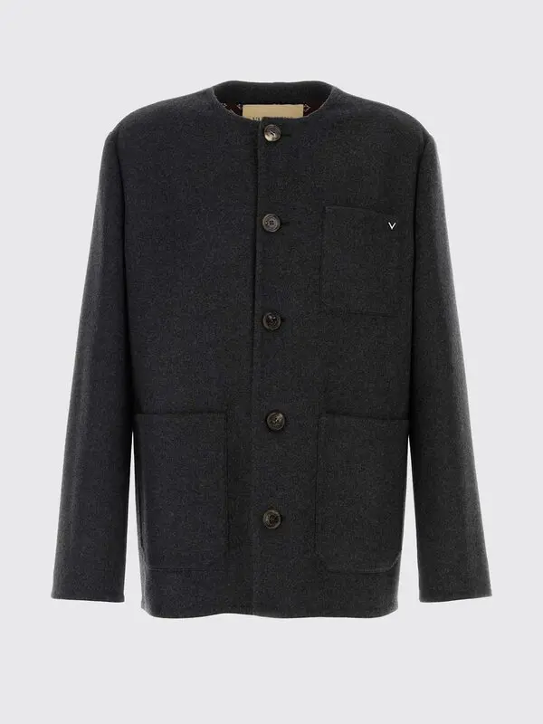 Valentino Garavani Single-breasted Short Wool Coat - Grey
