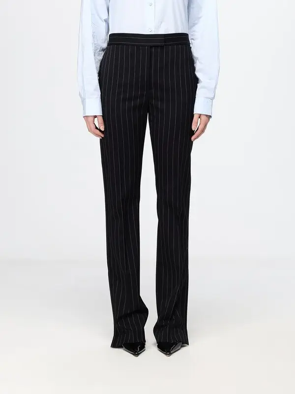 Sportmax High-waisted Pinstriped Virgin Wool Straight-leg Trousers - Black