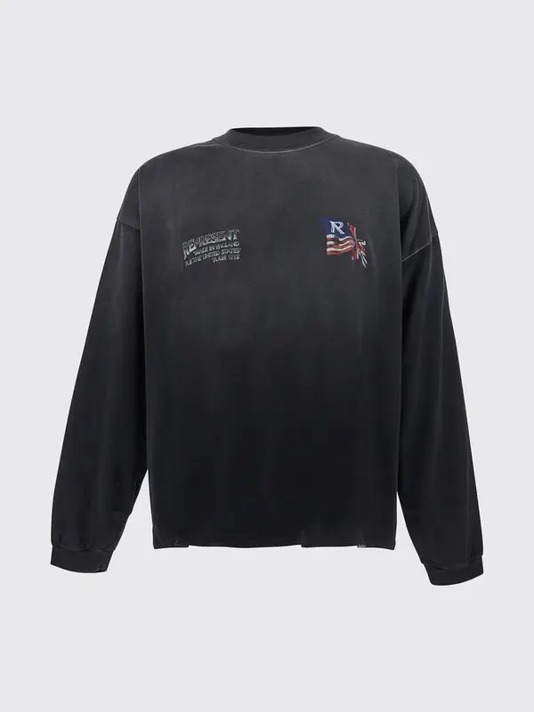 REPRESENT Long-sleeved Cotton T-shirt With Graphic Logo Print And Dropped Shoulders
