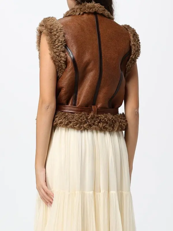 Chloé Cropped Shearling Gilet With Adjustable Belt