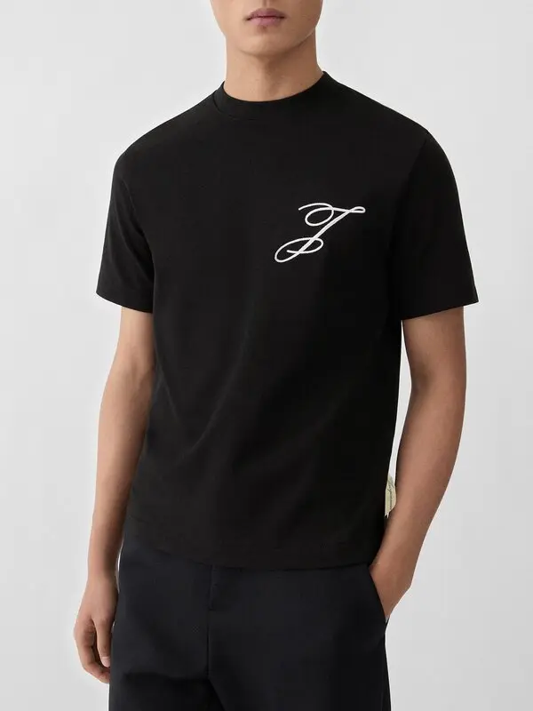 Jacquemus Crewneck Cotton T-shirt With Contrasting Logo - Black