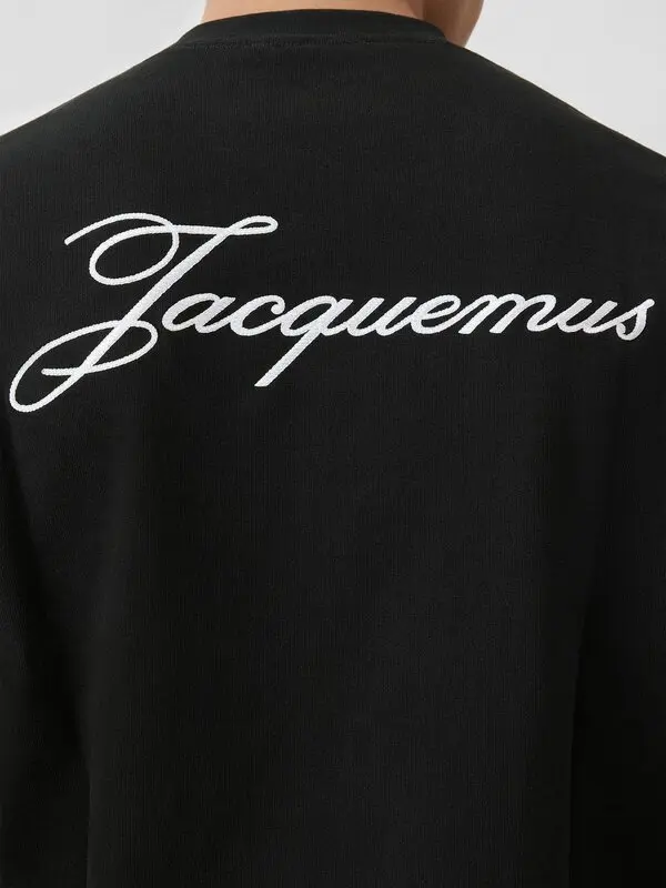 Jacquemus Crewneck Cotton T-shirt With Contrasting Logo - Black