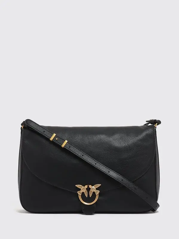 Pinko Smooth Leather Crossbody Bag With Love Birds Metal Logo