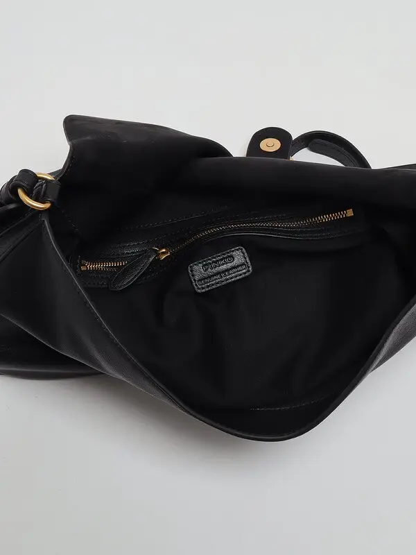 Pinko Smooth Leather Crossbody Bag With Love Birds Metal Logo