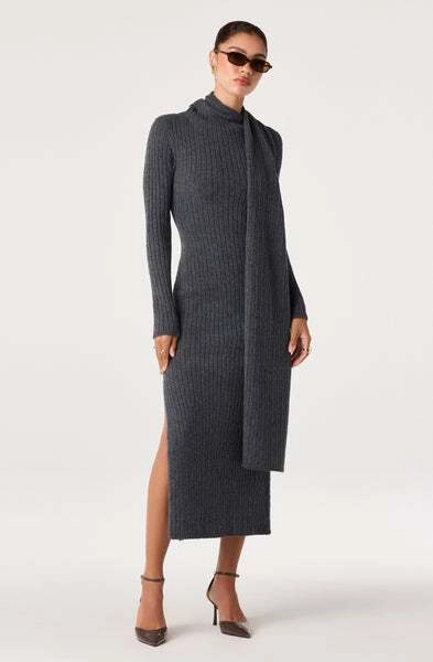 Astr The Label Tonianne Cable Knit Scarf Midi Dress
