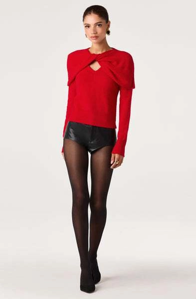 Astr The Label Henny Faux Leather Micro Mini Shorts