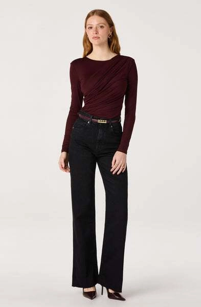 Astr The Label Ciarda Ruched Faux Wrap Bodysuit