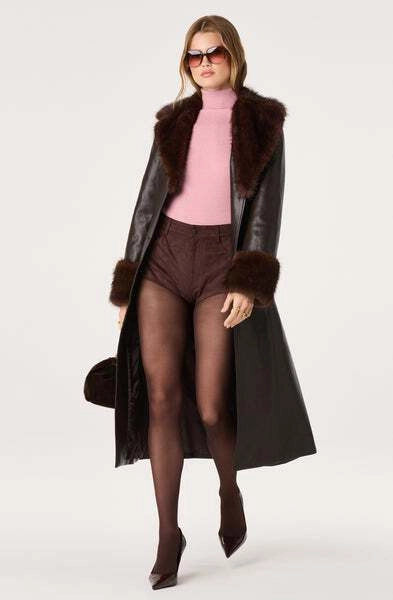 Astr The Label Wynter Faux Leather Trench Coat