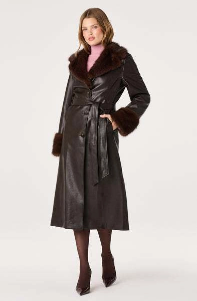 Astr The Label Wynter Faux Leather Trench Coat