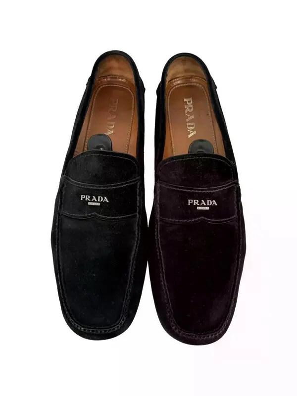 Prada Logo Suede Loafers