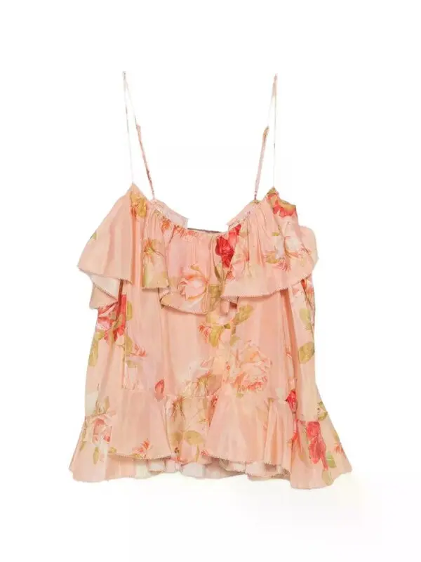 Zimmermann Roselight Frill Cami Top - Pink