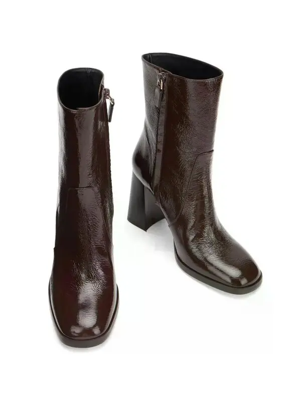 STUART WEITZMAN Vera Zip Crinkle Patent Boots