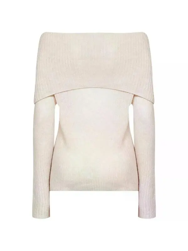 BLANCA VITA Off-the-shoulder Ribbed-knit Sweater