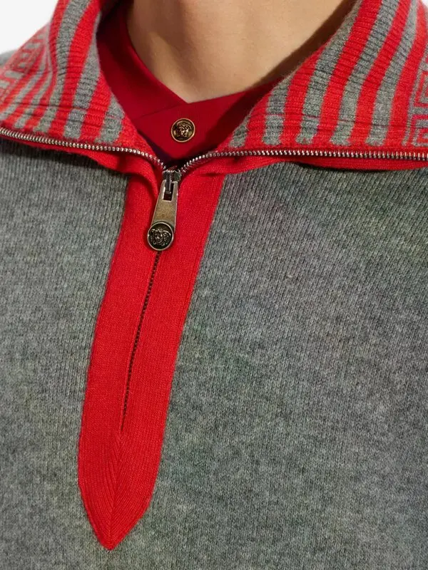 Versace Wool-blend Knit Half-zip Sweater