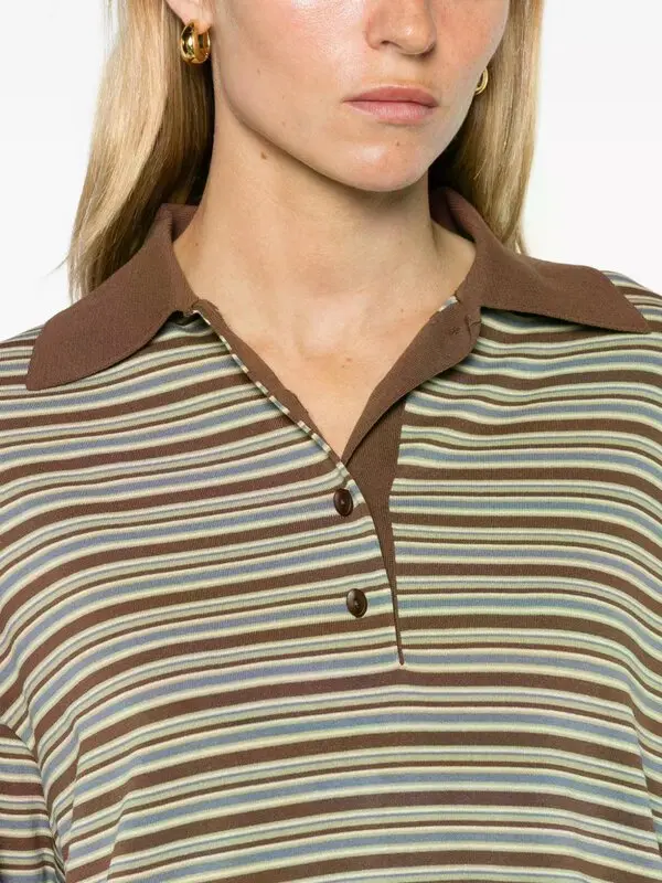 Faithfull The Brand Ivana Polo Shirt La Palma Stripe Carob