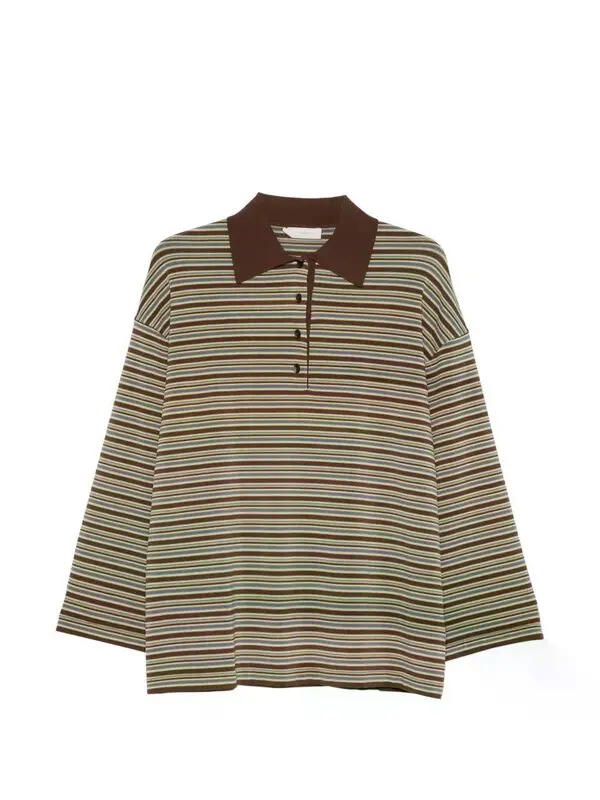 Faithfull The Brand Ivana Polo Shirt La Palma Stripe Carob - Brown