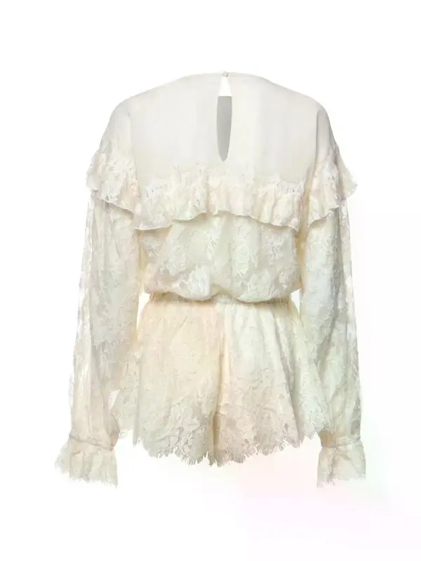 For Love & Lemons Ruffled Lace Playsuit