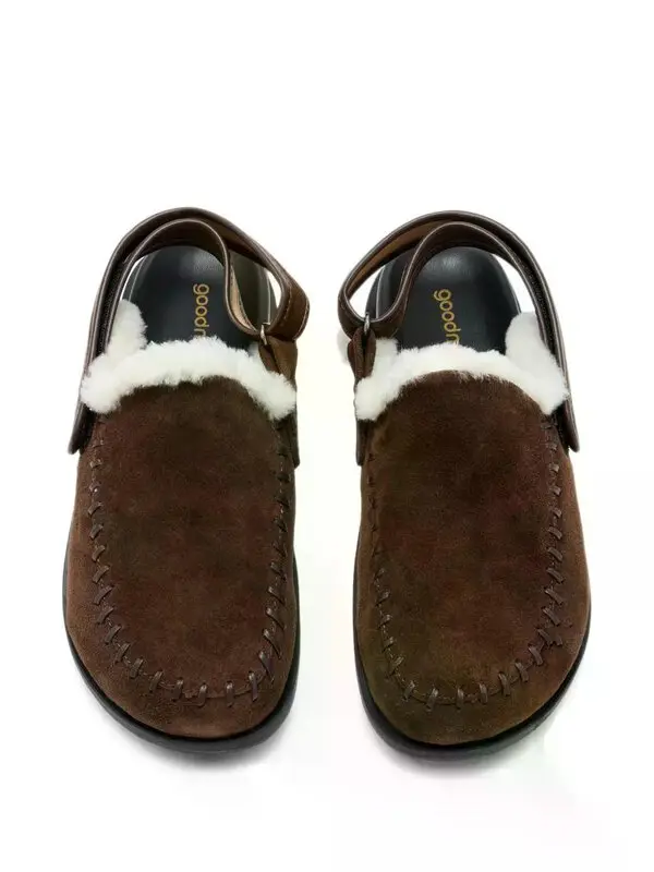 Good News Finn Shearling-trim Suede Mules