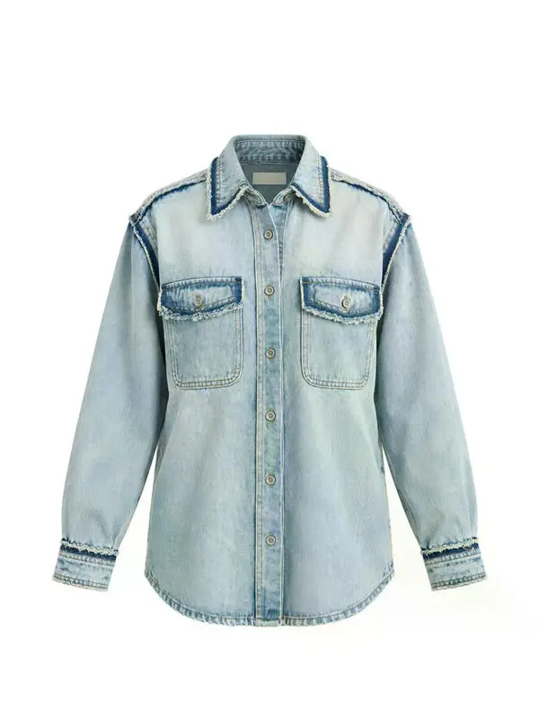 ONETEASPOON Split Party Frayed Denim Shirt