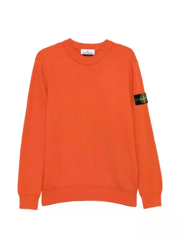 Stone Island Logo-patch Ribbed-knit Sweater - Orange