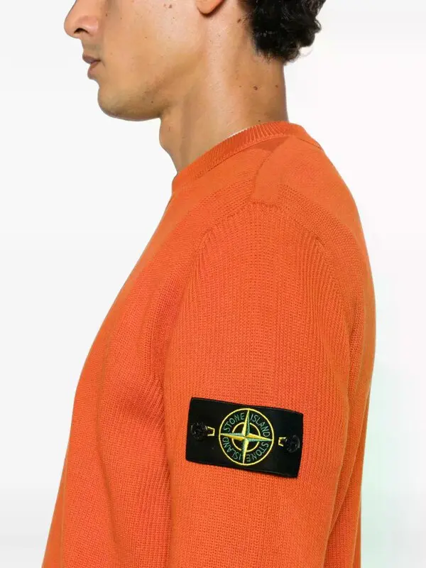 Stone Island Logo-patch Ribbed-knit Sweater